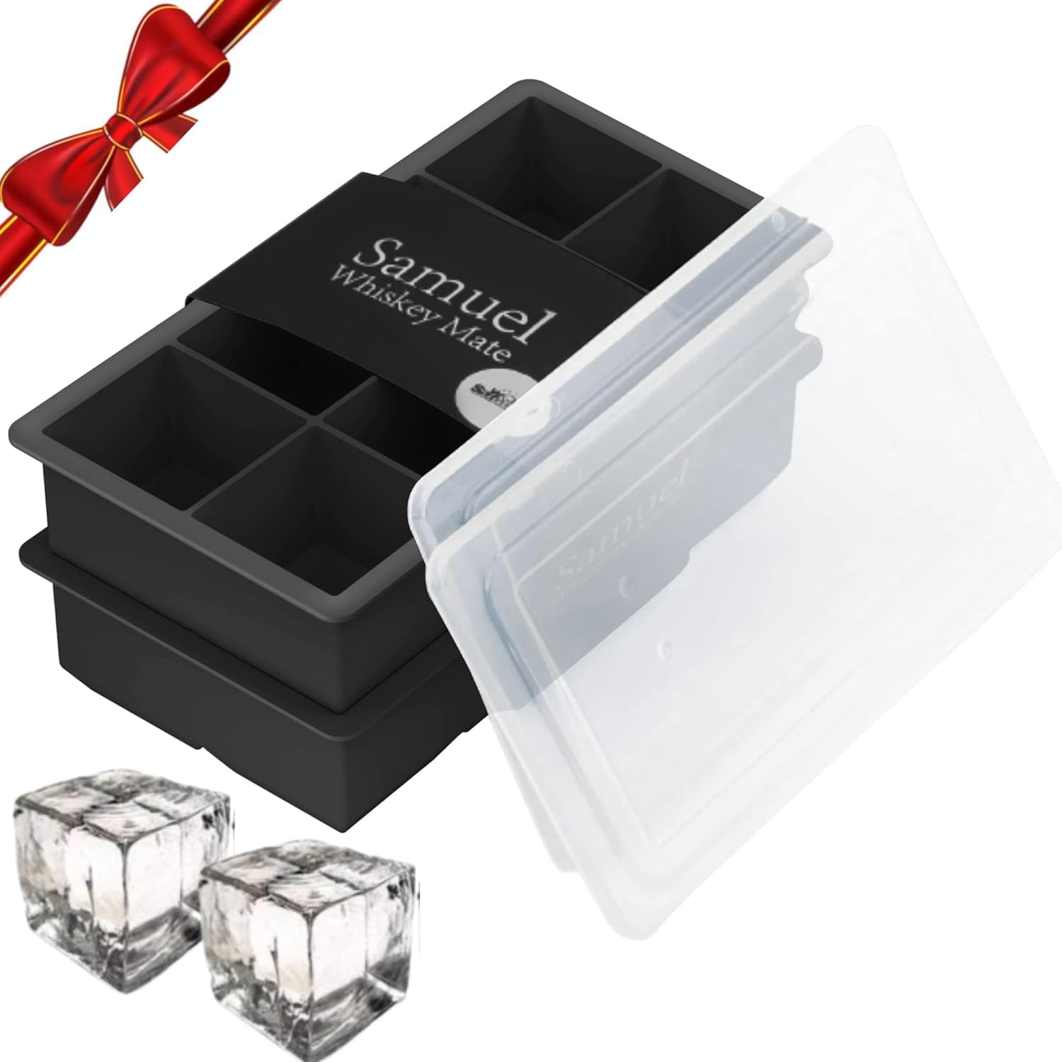 **large silicone ice cube tray molds, 2-pack, big 2 inch cubes - bpa ...