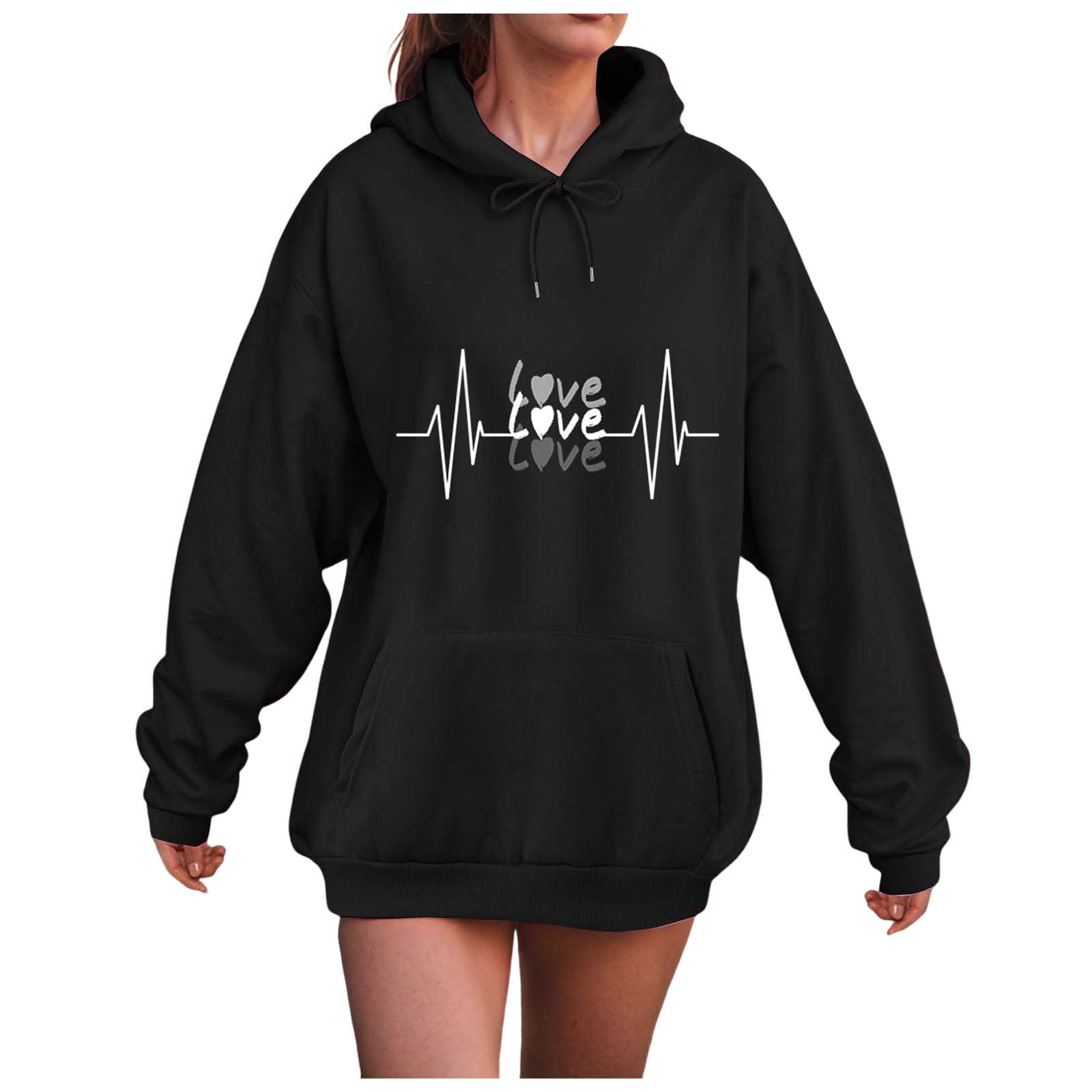 larppty Womens Cute Preppy Sweatshirts Casual Graphic Hoodies Long ...