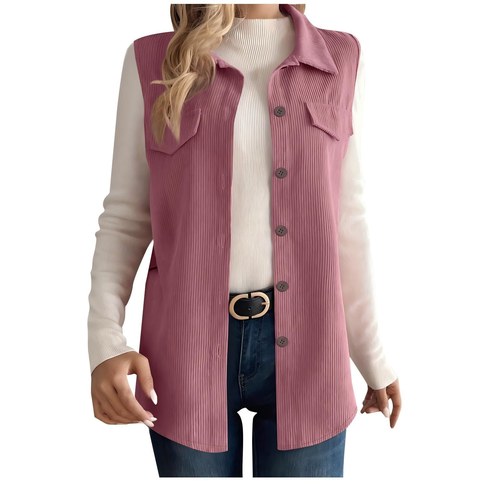 larppty Womens Fashion Corduroy Shackets Button Down Jackets Tops Fall ...