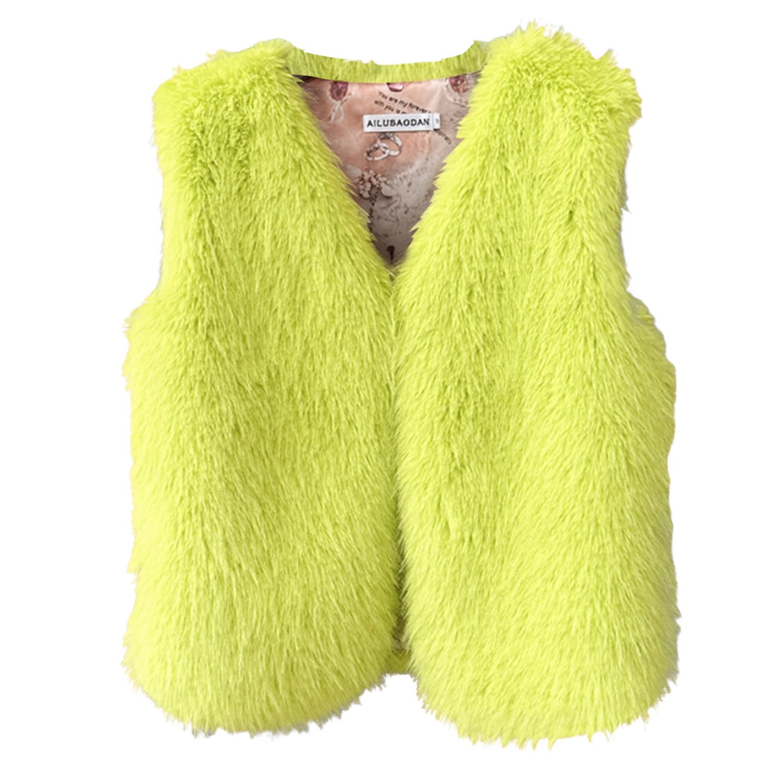 larppty Womens Faux Fur Vest Cropped Sleeveless Warm Winter Shaggy Open ...