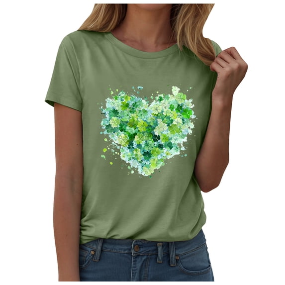 larppty Womens St Patrick's Day Shirts Crew Neck Irish Shamrock Graphic ...