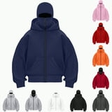 larppty Zip Up Hoodie, Hoodie with Face Mask Built in Balaclava,Ski ...