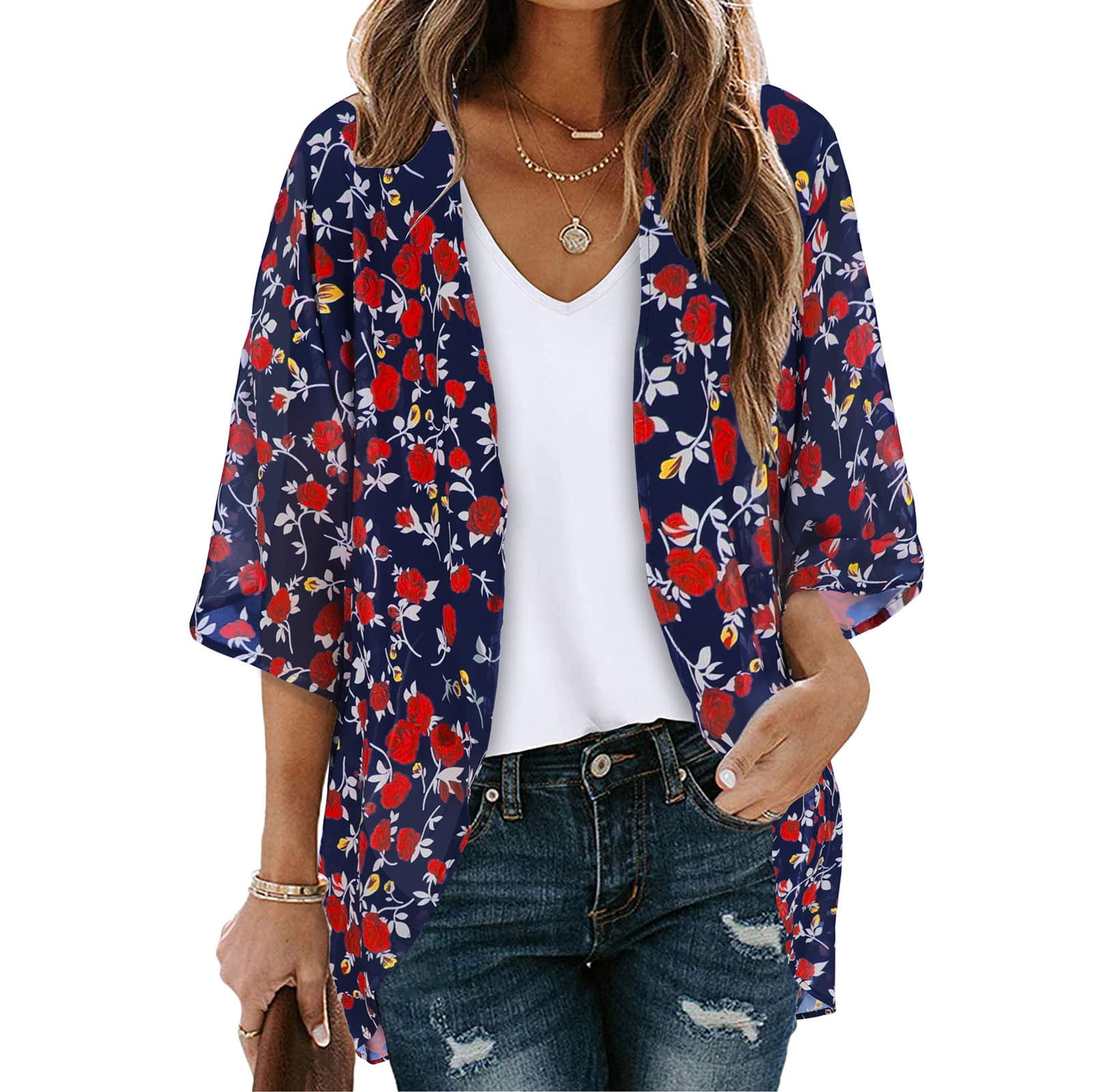 lcziwo 2024 Chiffon Cardigans for Woman Open Front Summer,Women's ...