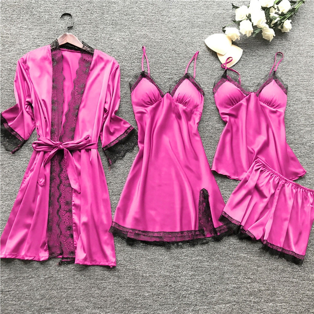 lcziwo 2024 Pajamas for Women Silk Pajama Set,Women's Silk Satin Pajama ...