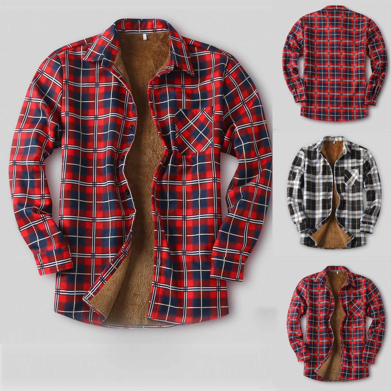 lcziwo 90% off Clearance Sale Men's Long Sleeve Sherpa Lined Shirt ...