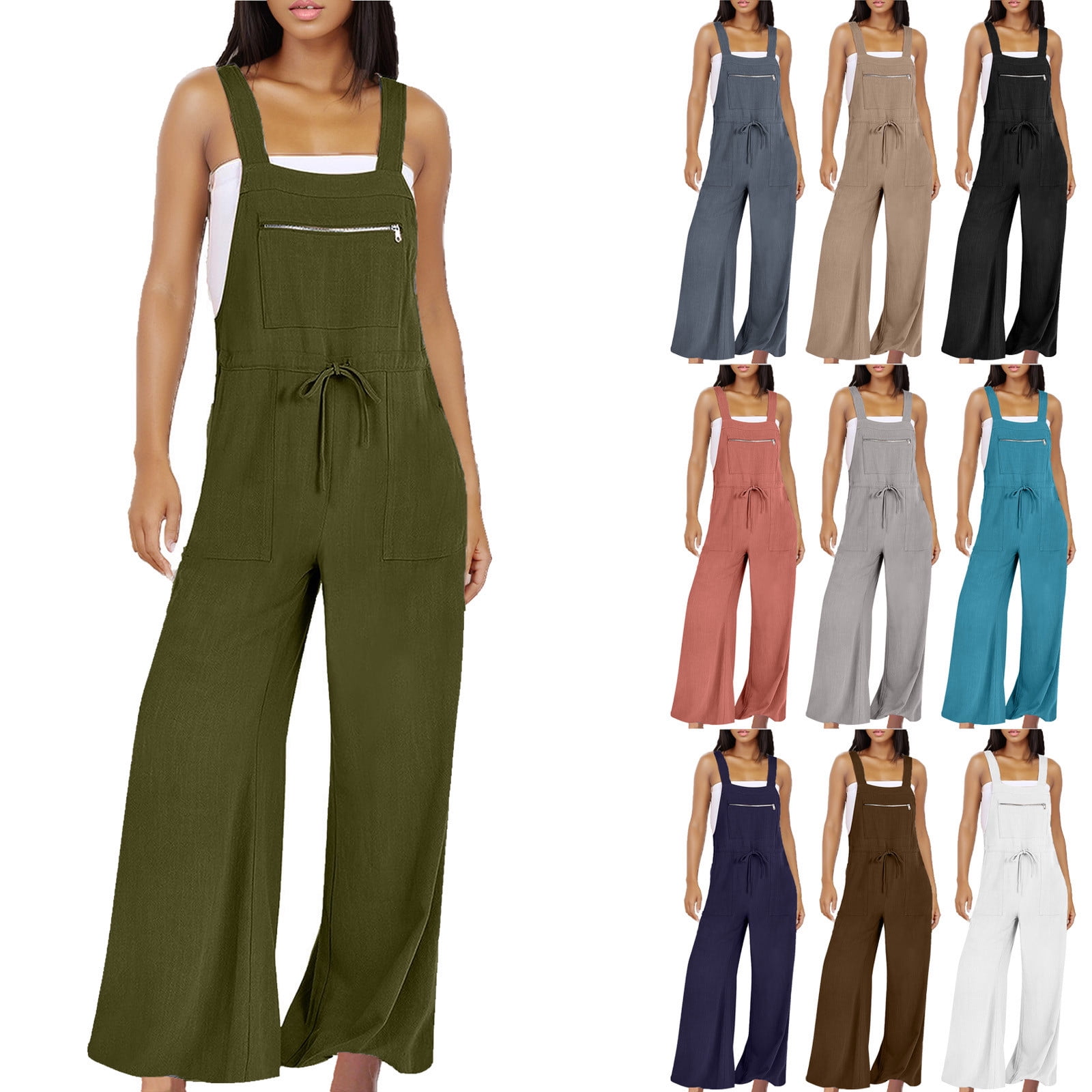 lcziwo Bib Overalls for Women Casual Baggy Wide Leg Jumpsuits 2025 ...