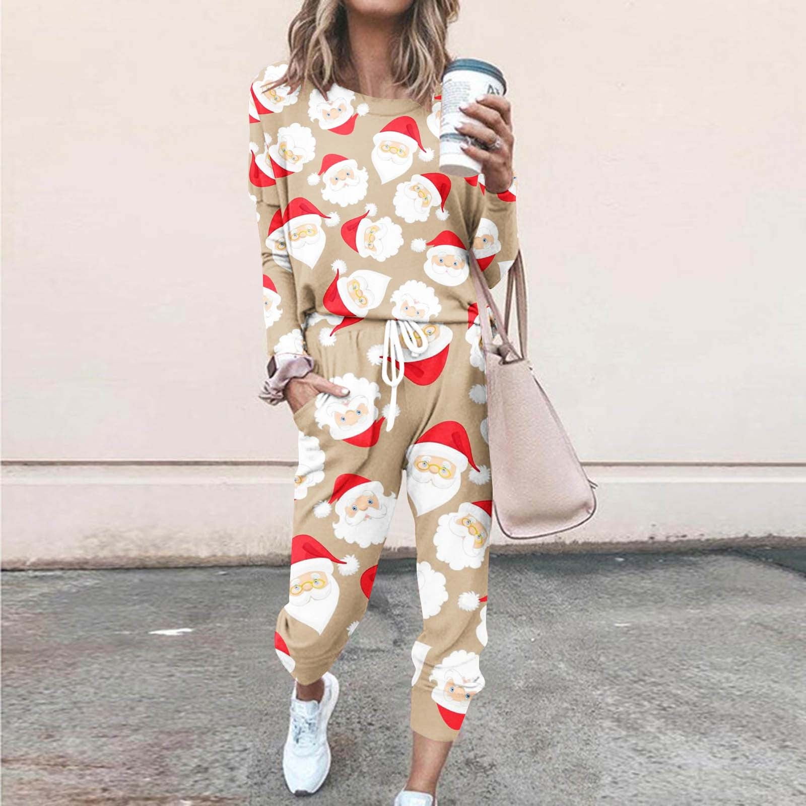 lcziwo Christmas Workout Clothes for Women,2 Piece Lounge Sets for ...