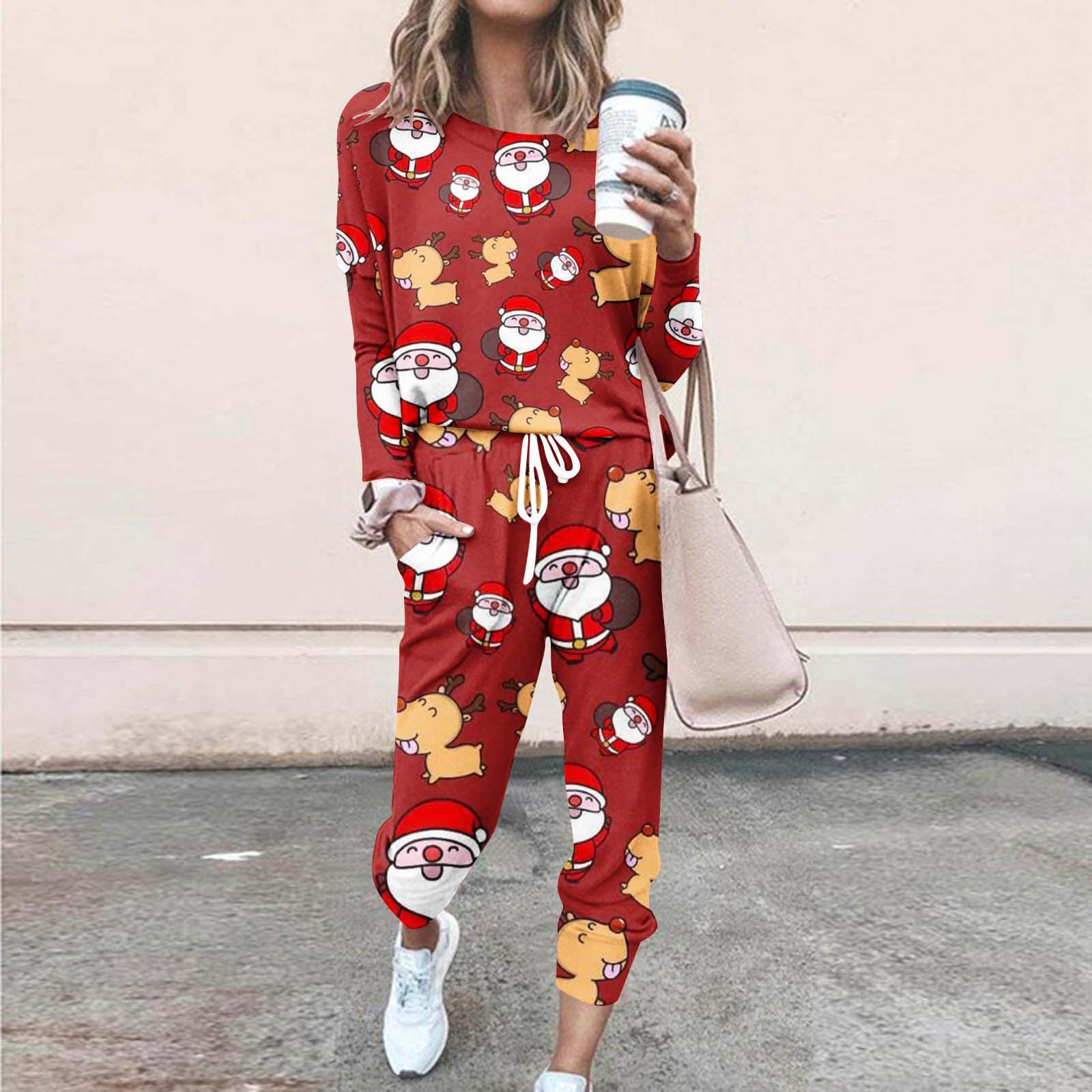 lcziwo Christmas Workout Clothes for Women,2 Piece Lounge Sets for ...