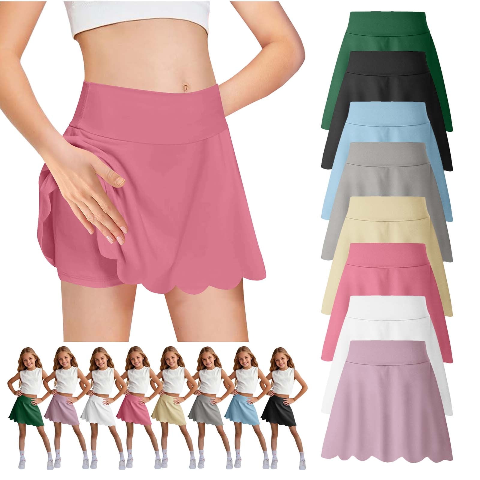lcziwo Girls Flowy Skorts with Liner Summer 2 in 1 Tennis Skirts ...