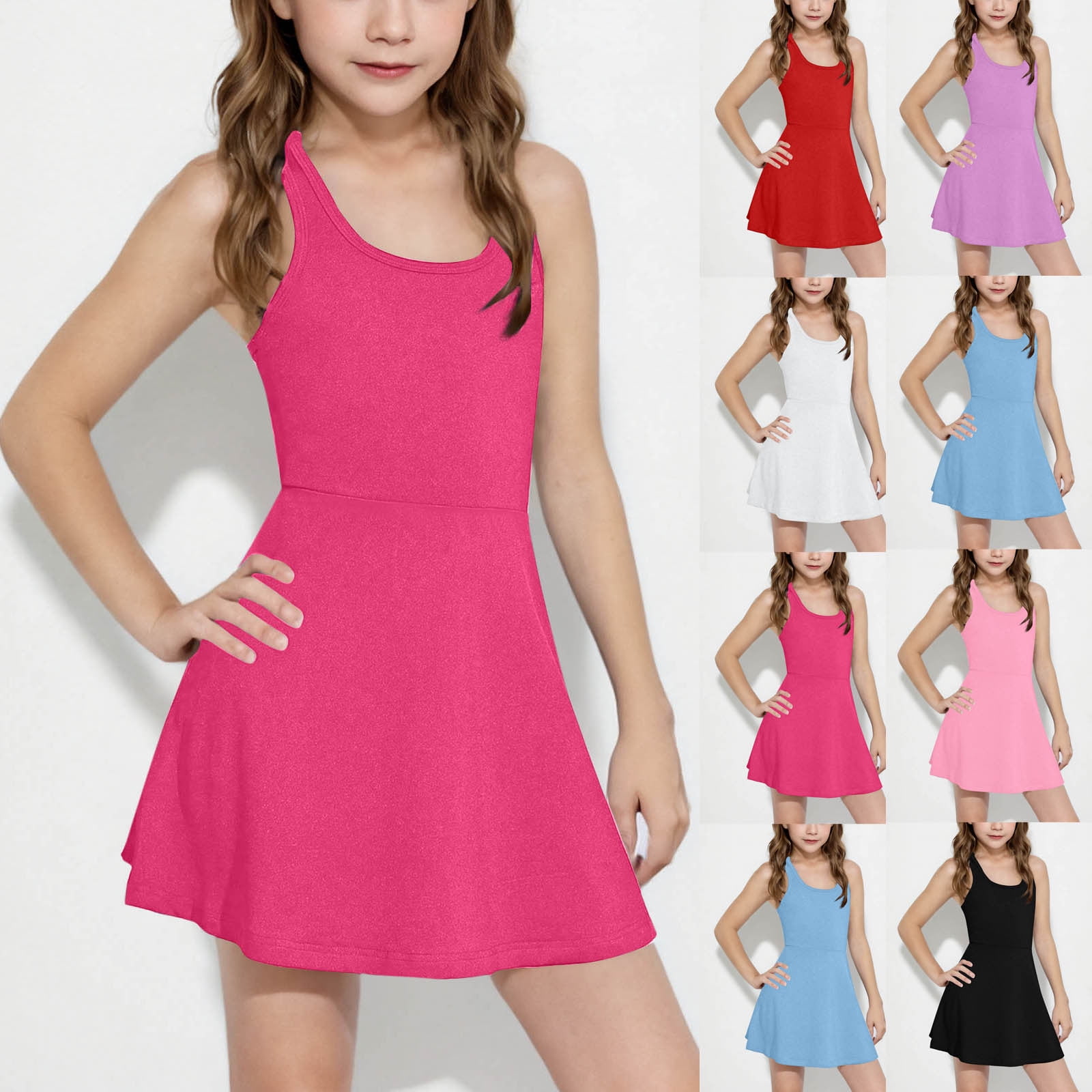 lcziwo Girls Summer Athletic Sundress Fashion Sleeveless Tennis Workout ...