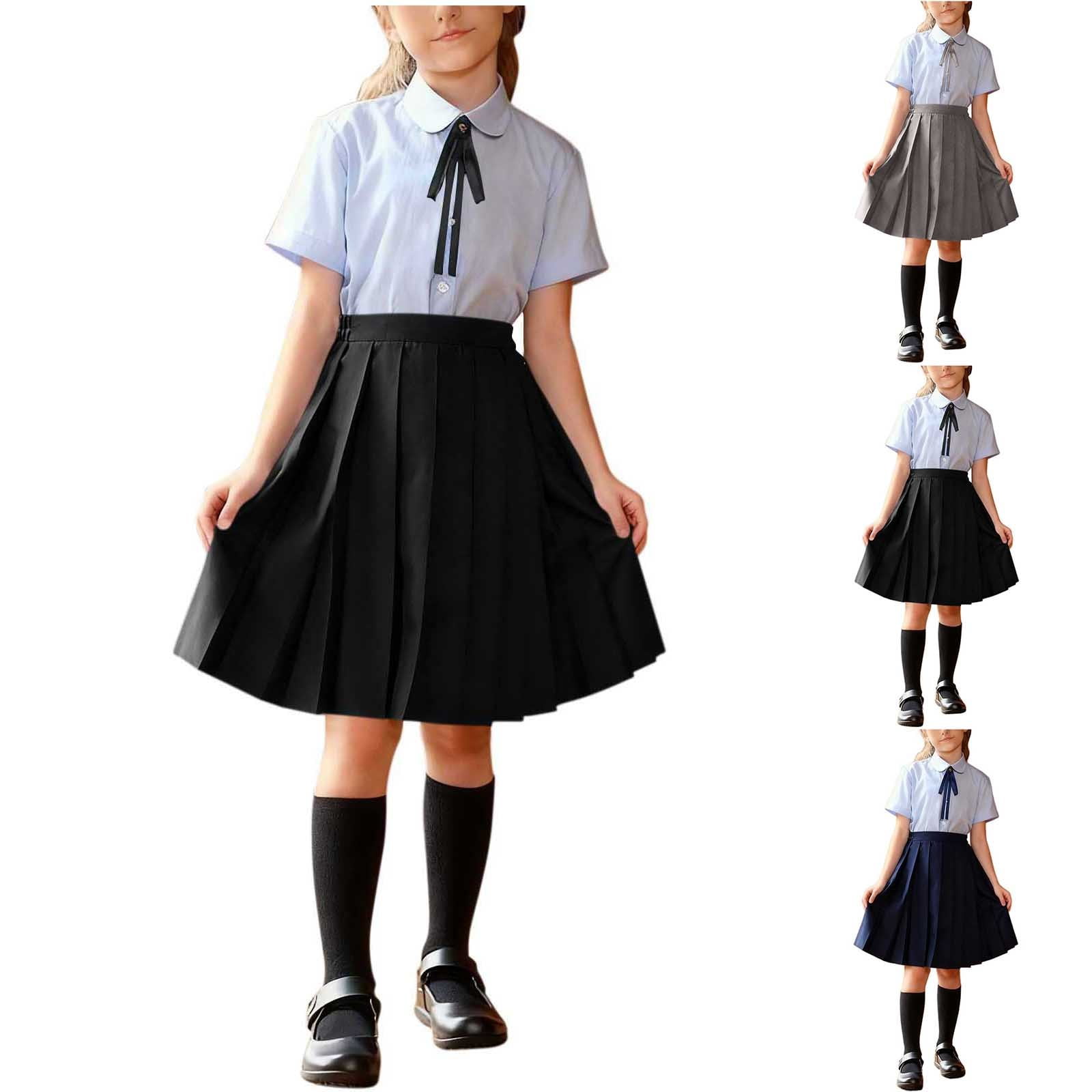 lcziwo Kids School Uniform Short Sleeve Lapel Shirt Bowknot Matching A ...