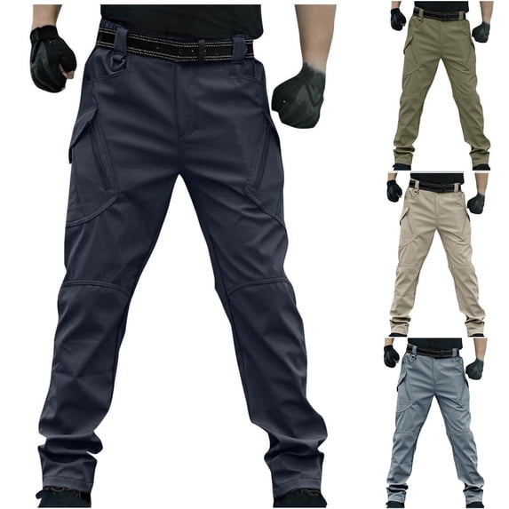 lcziwo Men Pants with Multi Pockets Ripstop Fishing EDC Hiking Pants ...