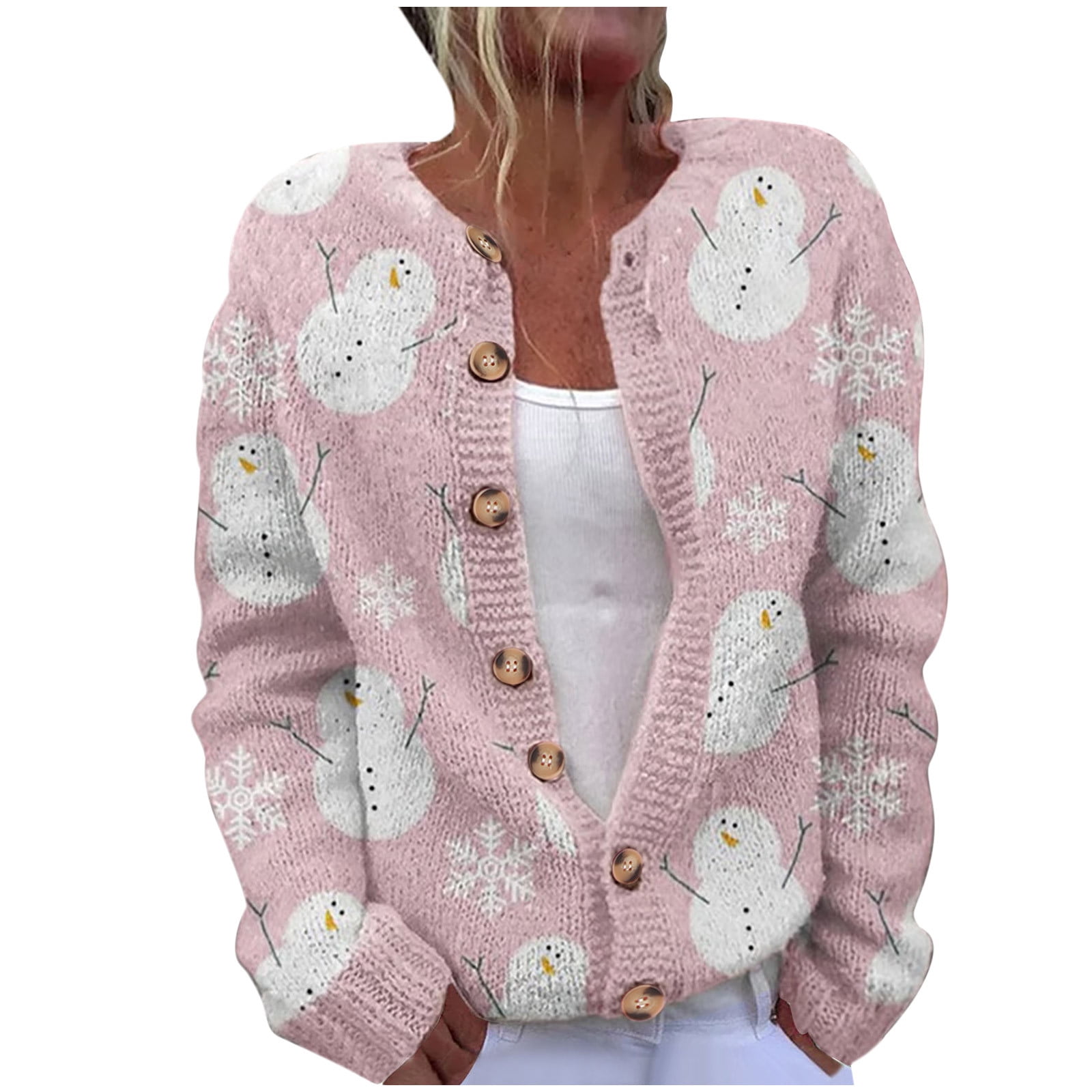 lcziwo Lightning Sale Plus Size Womens Christmas Cardigans Cute Snowman ...