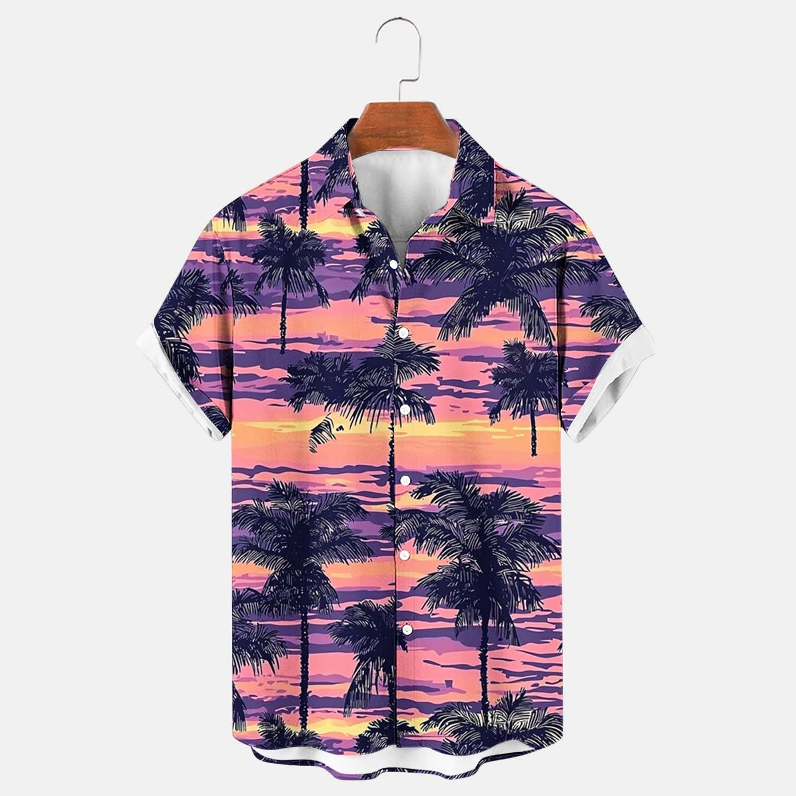 lcziwo Short Sleeve Shirts for Men Graphic Beach Holiday Lapel Tee Big ...