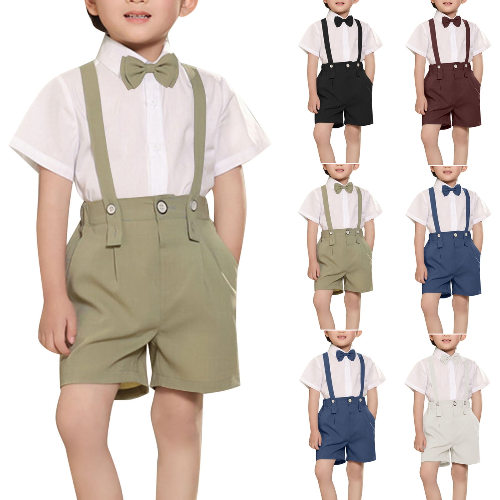 lcziwo Toddler Boys Gentleman Suit Sets Kids Formal Outfits Set Shirt ...