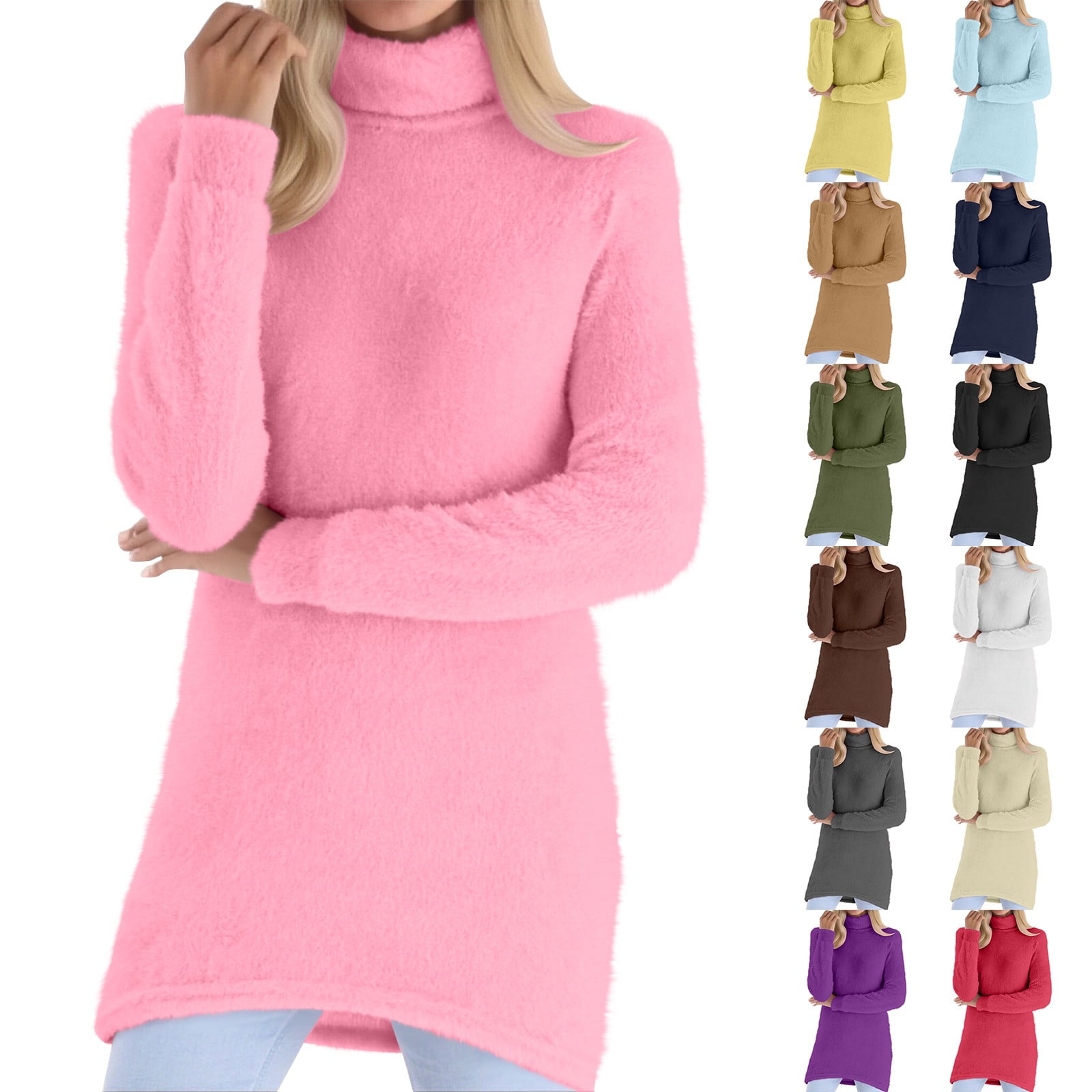 lcziwo Watermelon Red Fuzzy Pullover for Women Oversized Long Sleeve ...