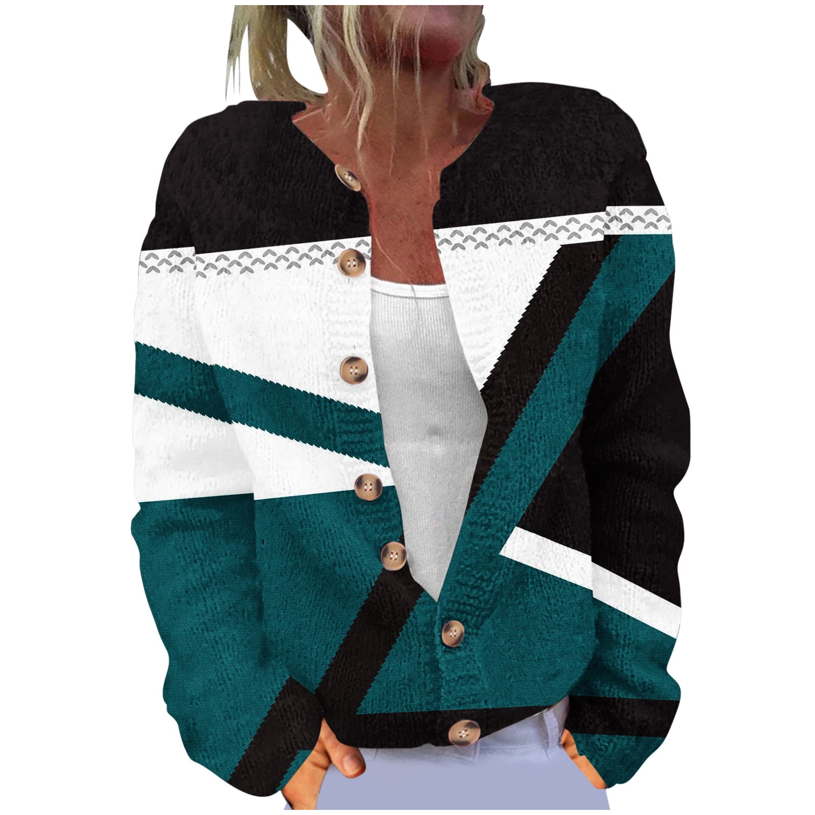 lcziwo Weekly Prime Womens Spring Cardigan Sweaters Trendy 3D Print ...