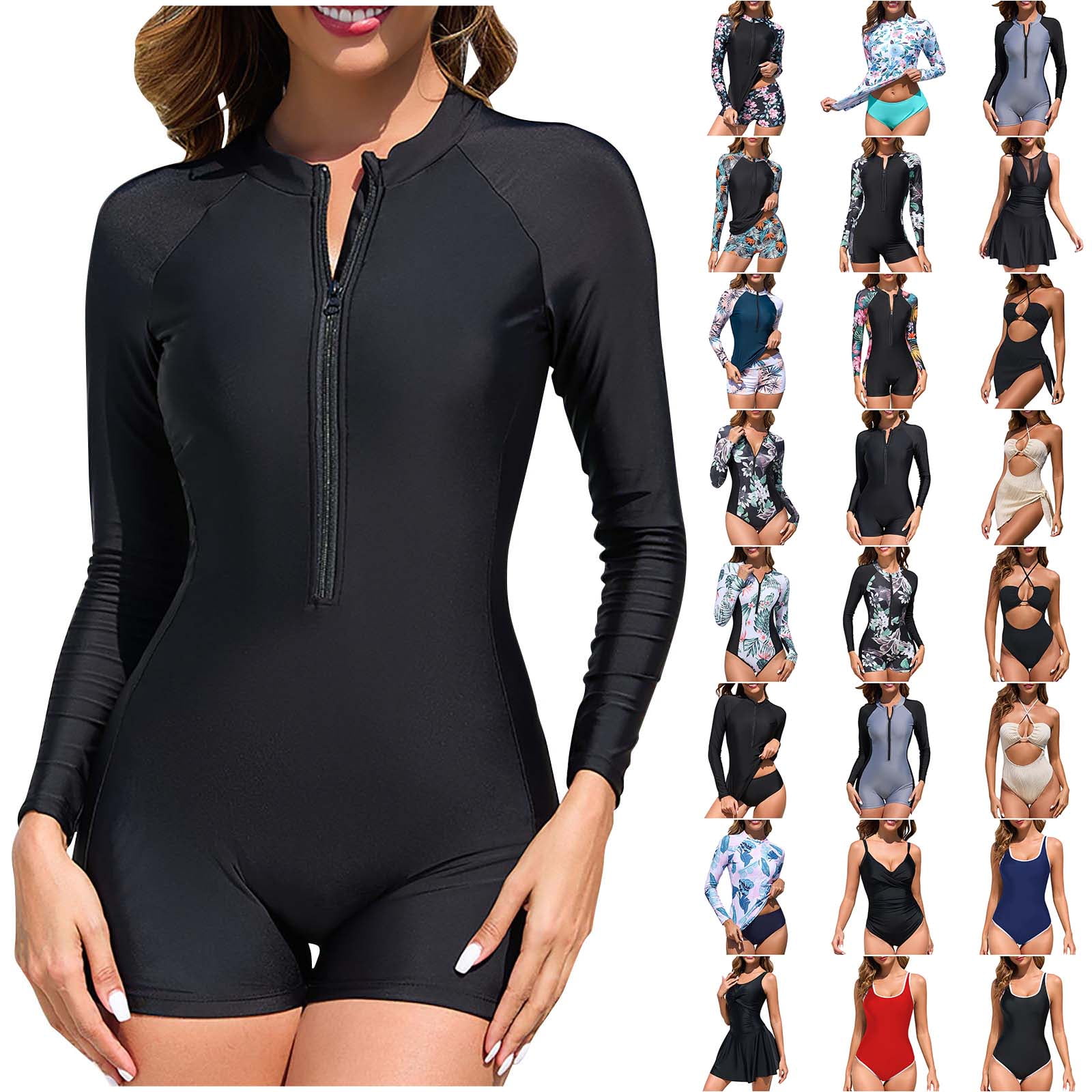 lcziwo Winter Savings Wetsuits for Women One Piece Long Sleeve 1/2 ...