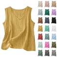 lcziwo Women Wide Strap Cami Top Linen Comfortable Loose Tank Top ...