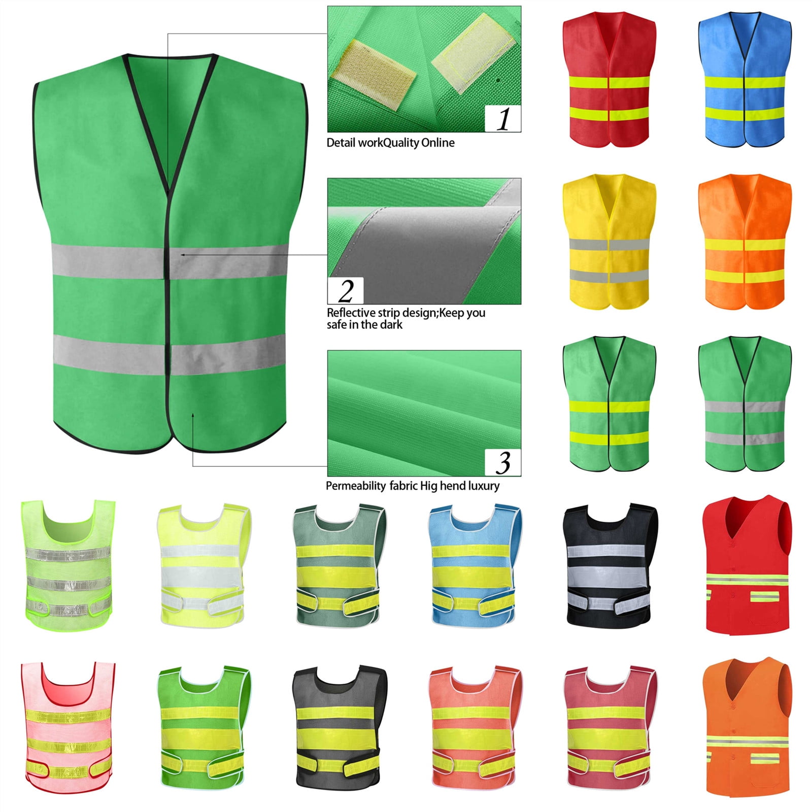 lcziwo Yellow Hi Vis Vest for Men & Women Outdoor High Visibility ...