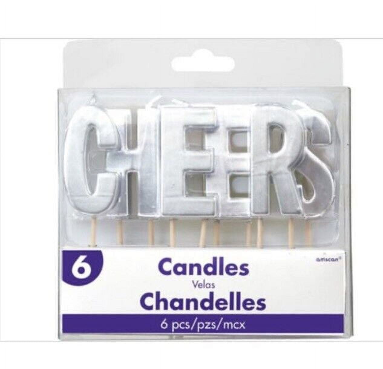 “CHEERS” Candle Set Of 6 Silver Letter Candles Great For Celebrating ...