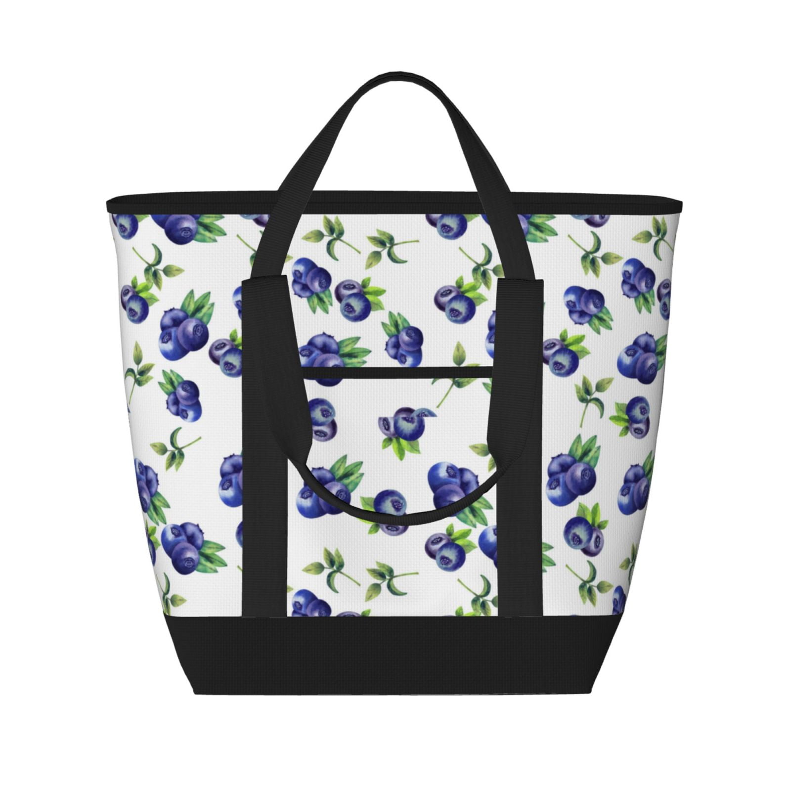 leaf Blueberries Print Insulated Cooler Bag, Large Freezer Cooler Tote ...