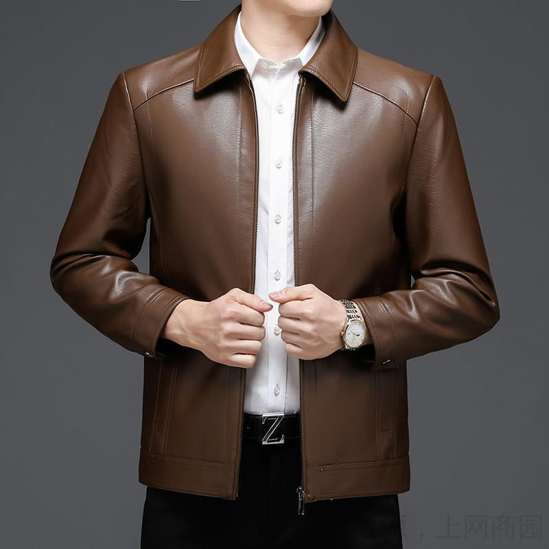 leather jacket stand collar spring and autumn thin leather jacket ...