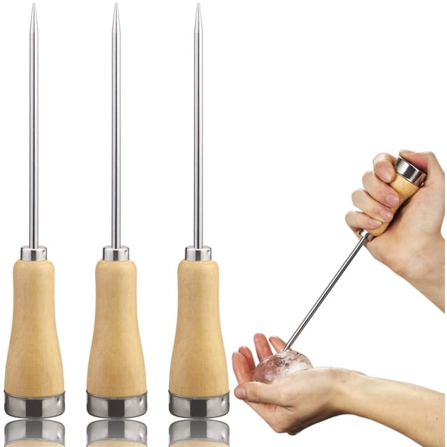 leaveforme 3 Pack Stainless Steel Ice Pick with Safety Wooden Handle ...