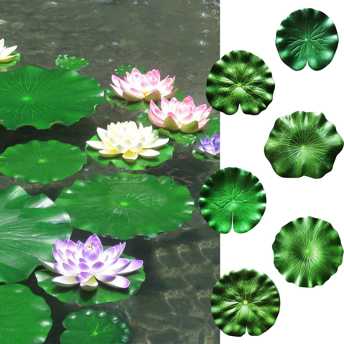 leaveforme 5Pcs Realistic Lily Pads Leaves, Artificial Floating Foam ...