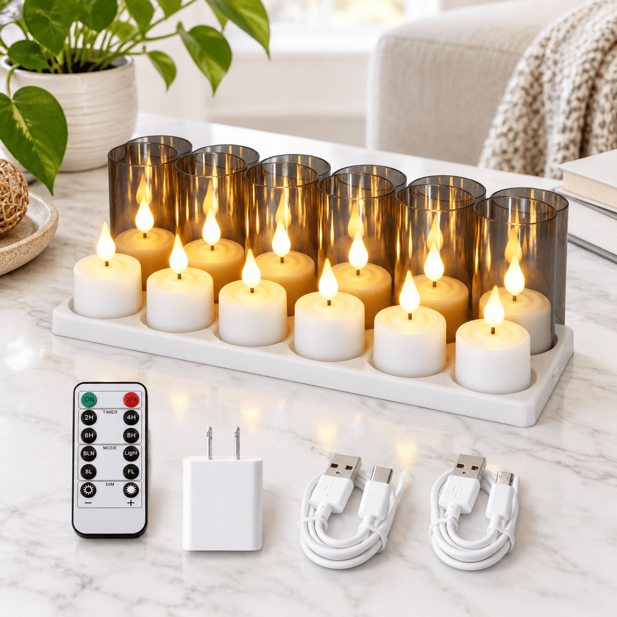 led Tea lights 12 Pack Rechargeable Table Candles for Home Decor ...