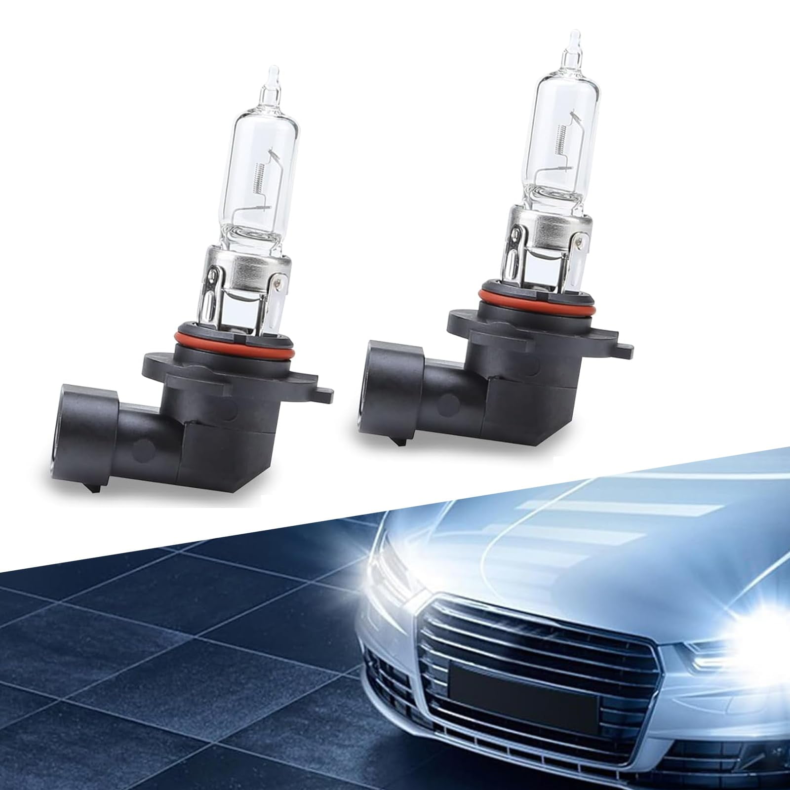 leediga 2 PCS 9005-55W Car Halogen Bulb, 12V Ultra-bright Beam Low/High ...