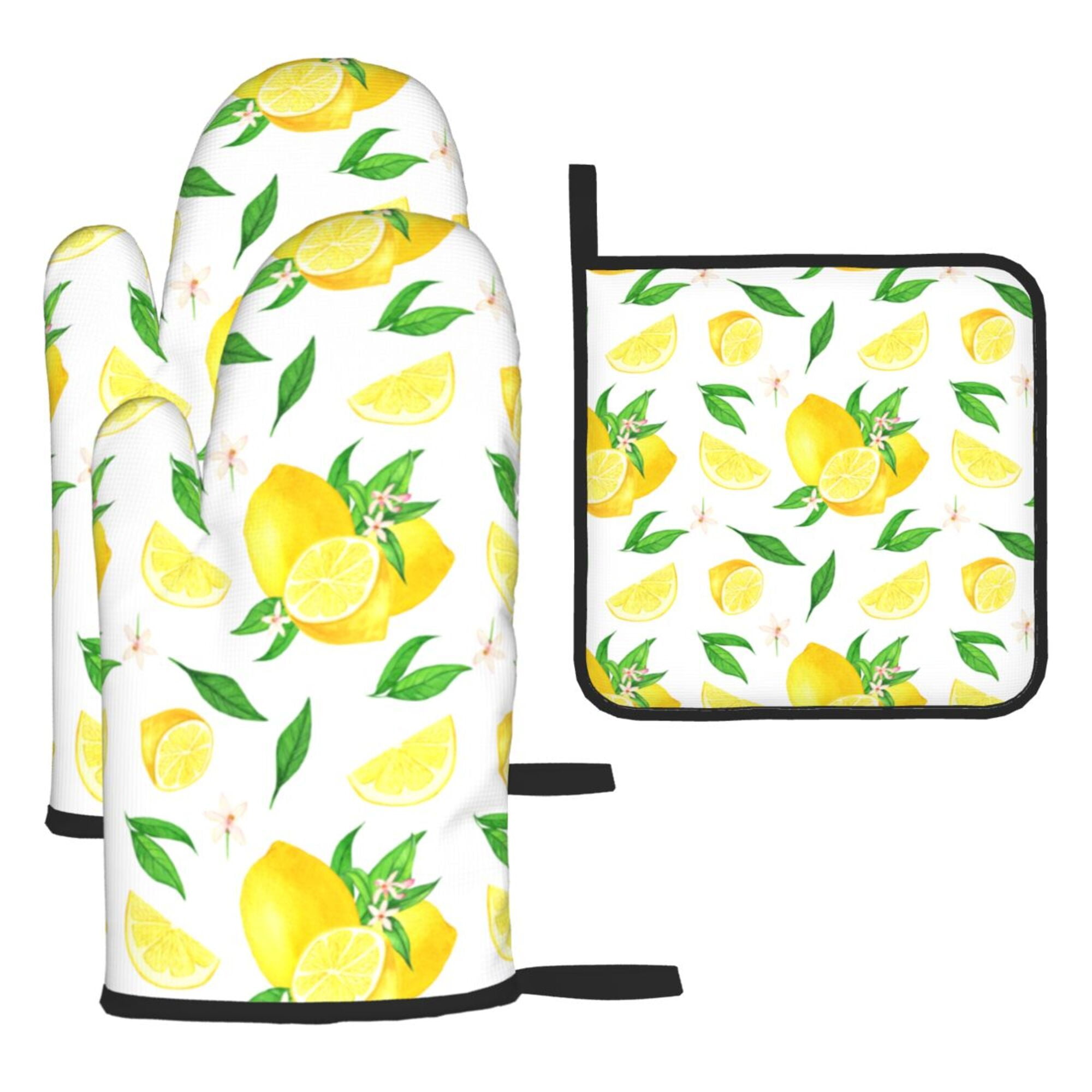 lemon (5) Oven Gloves, Pot Clamp Set, Non slip and Heat Resistant ...