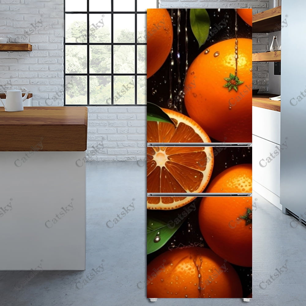 lemon orange fruit Fridge Stickers Fridge Door Sticker Stickers Floral ...