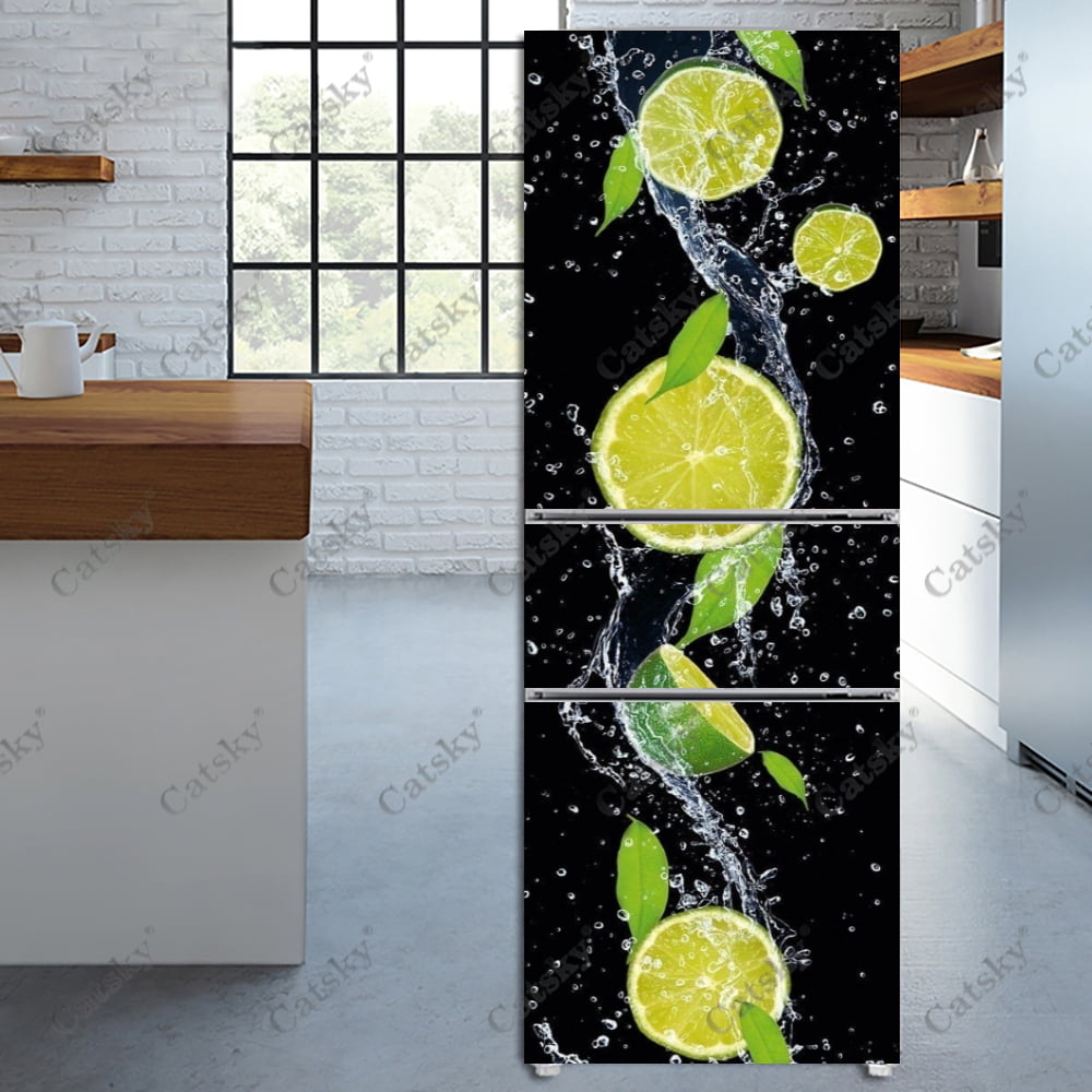 lemon orange fruit Fridge Stickers Fridge Door Sticker Stickers Floral ...