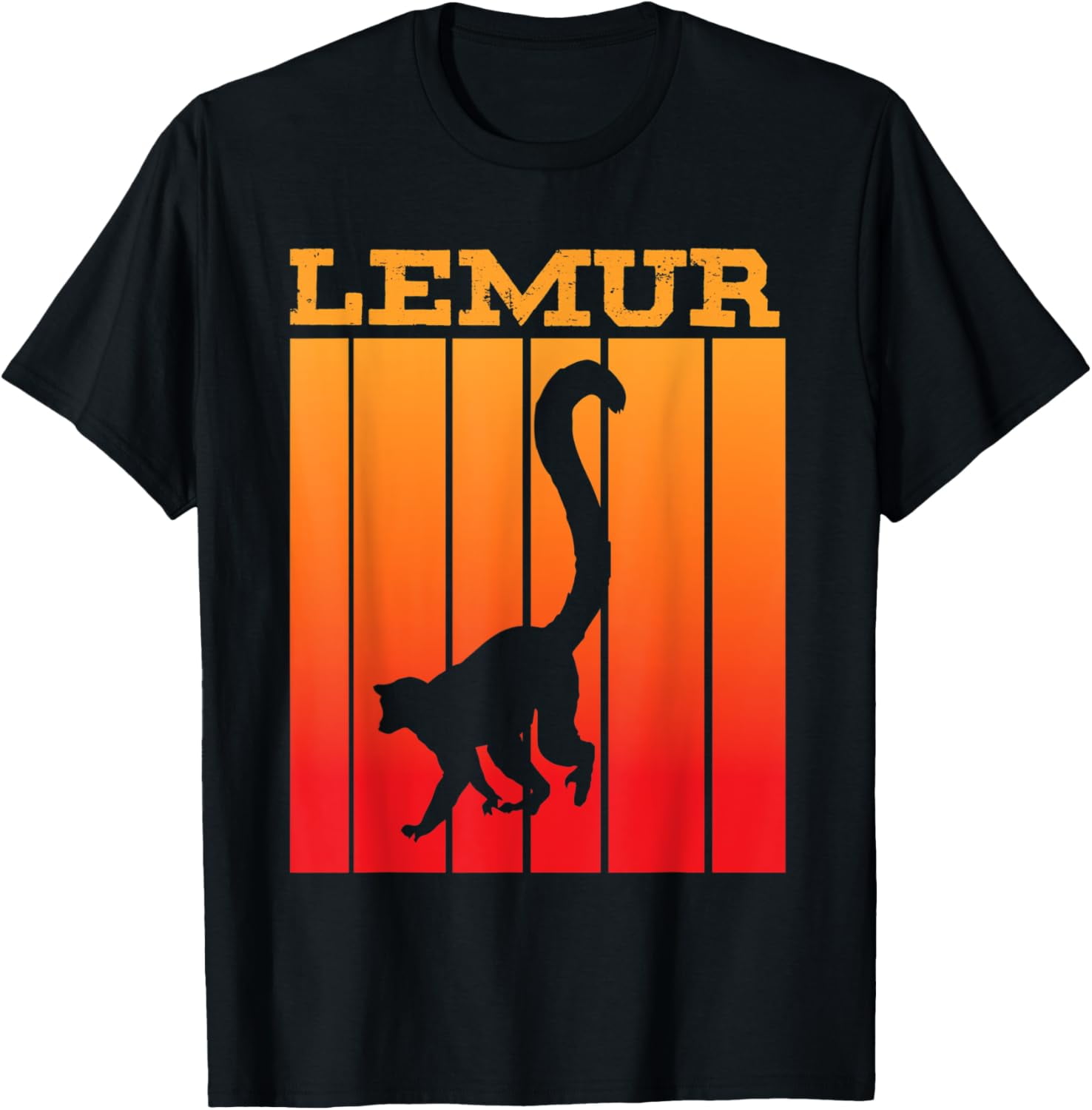 lemur Shadow silhouette at Sunset T-Shirt men and women can wear, black ...