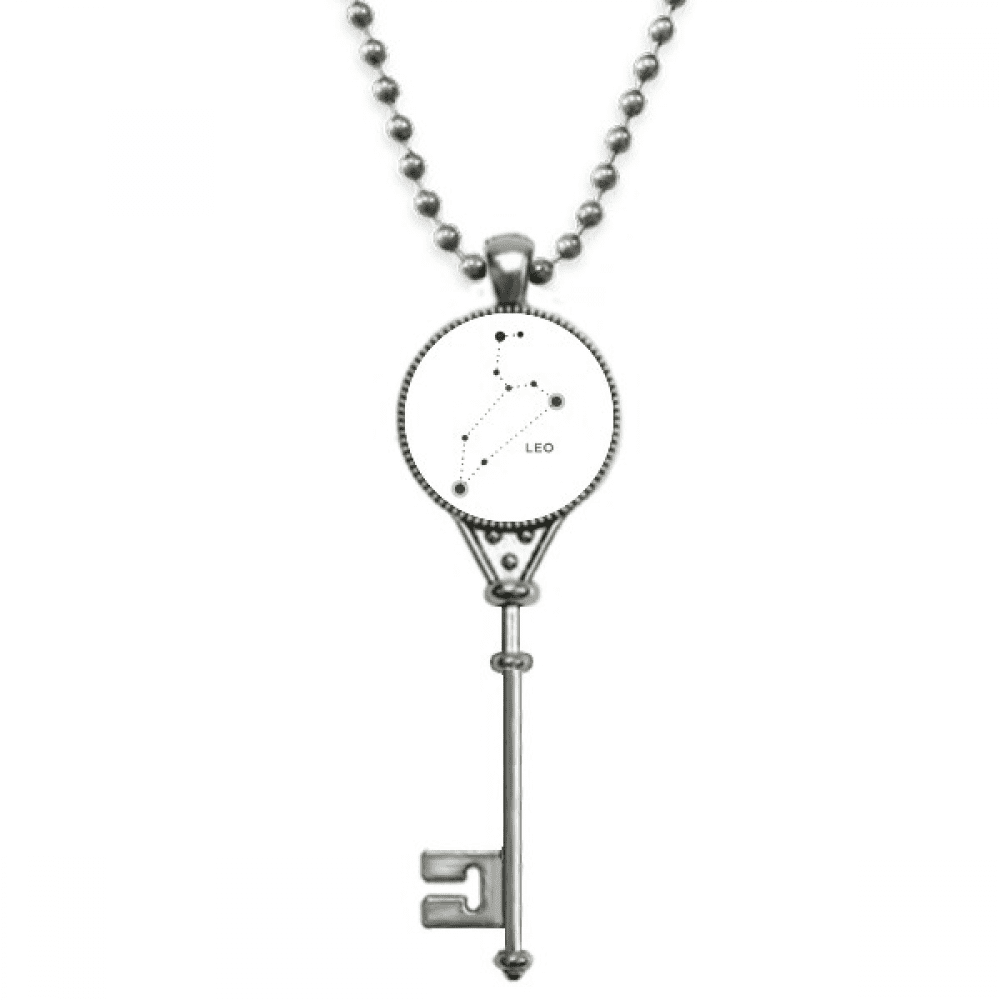 leo constellation sign zodiac pendant vintage necklsilver key jewelry ...