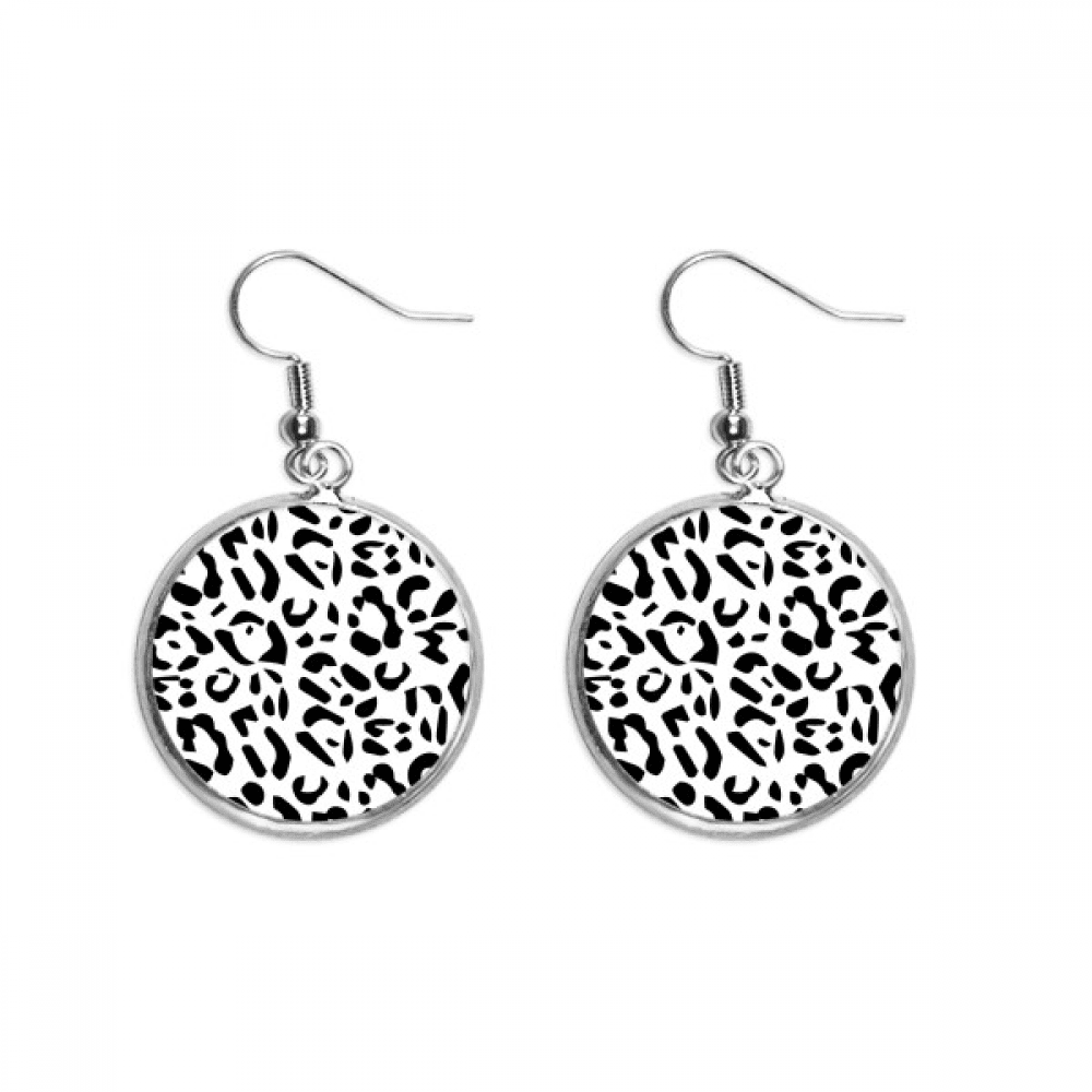 leopard animal art grain illustration pattern ear dangle silver drop ...