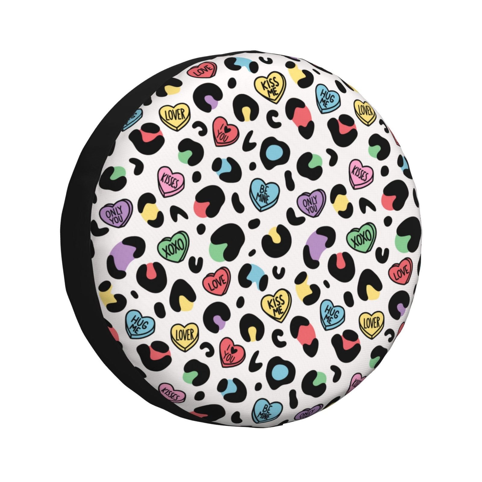leopard colorful love Hearts Spare Tire Cover for Trailer Camper RV ...