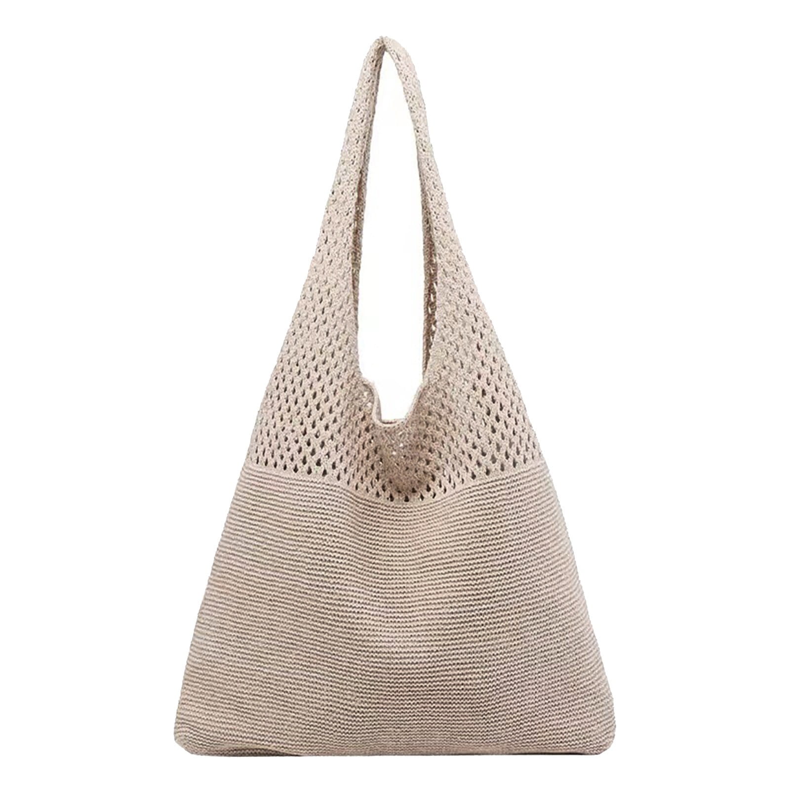 leozcaa Crochet Tote Bag Beach Mesh Knitted Bag Large Shoulder Bag ...