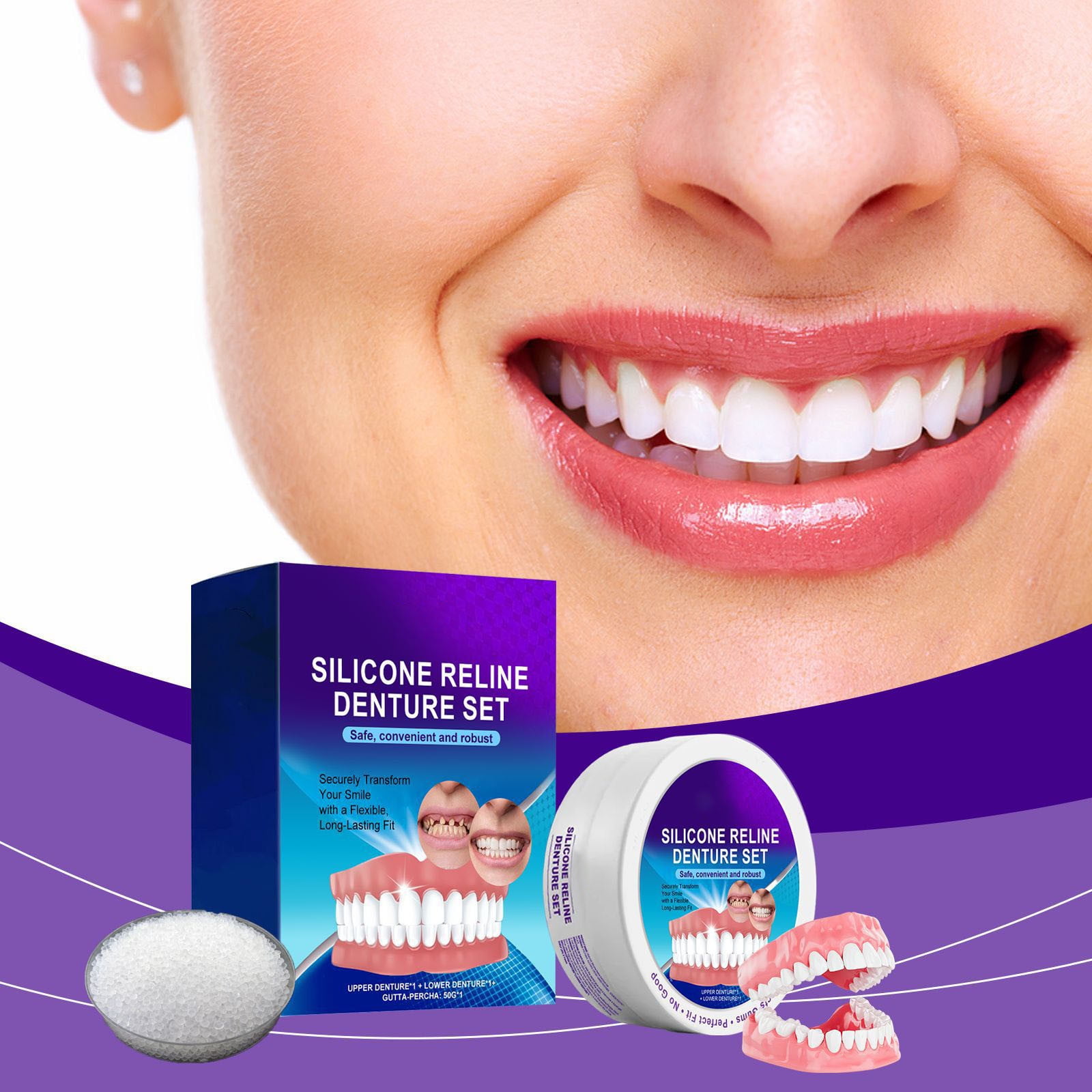 leozcaa Professional Denture Silicone Reline Kit for Dentures Unisex ...
