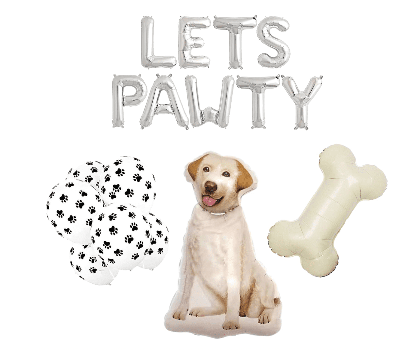 lets pawty birthday / doggy birthday/ banner and balloons/ paw decor ...