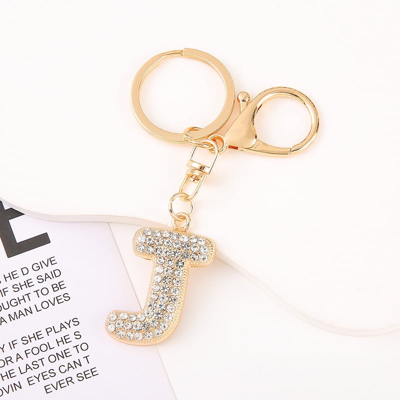 letter Keychain,Decorative Keychain,name keychain Initial gold 26 ...