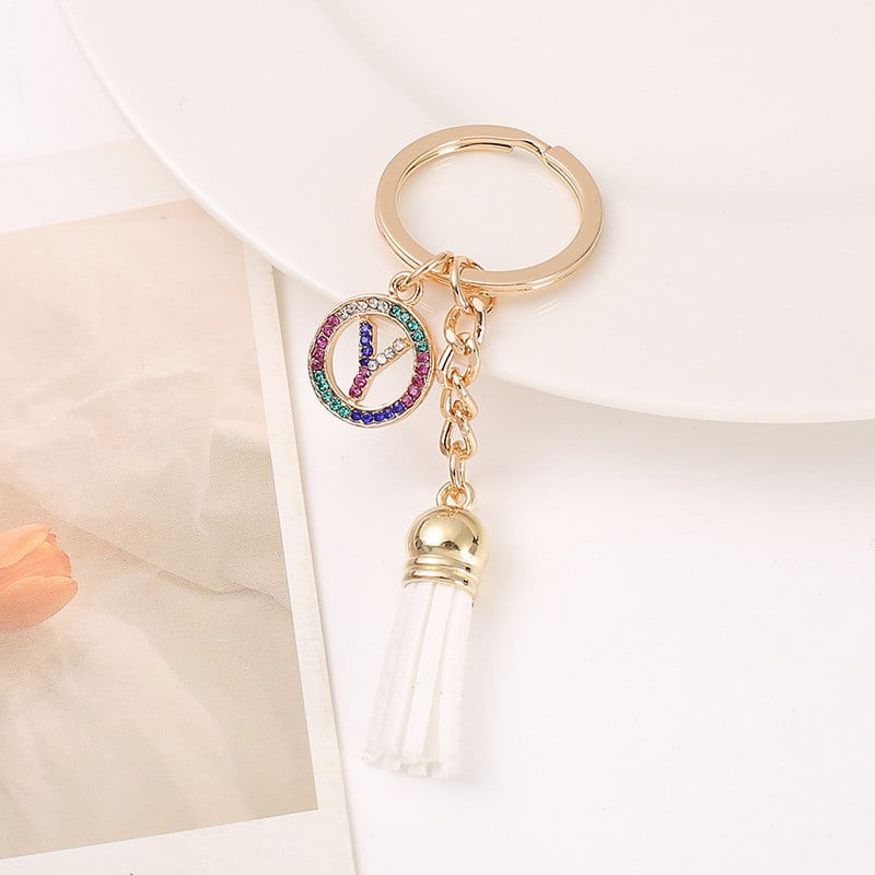 letter keychain,﻿Letter A-Z Keychain for Women Men Crystal with Pearl ...