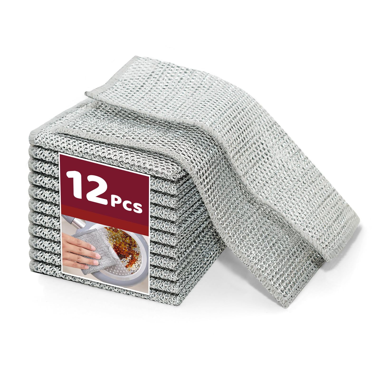 levateeta Wire Dishwashing Rags 12 Pcs Multipurpose Wire Dishwashing ...