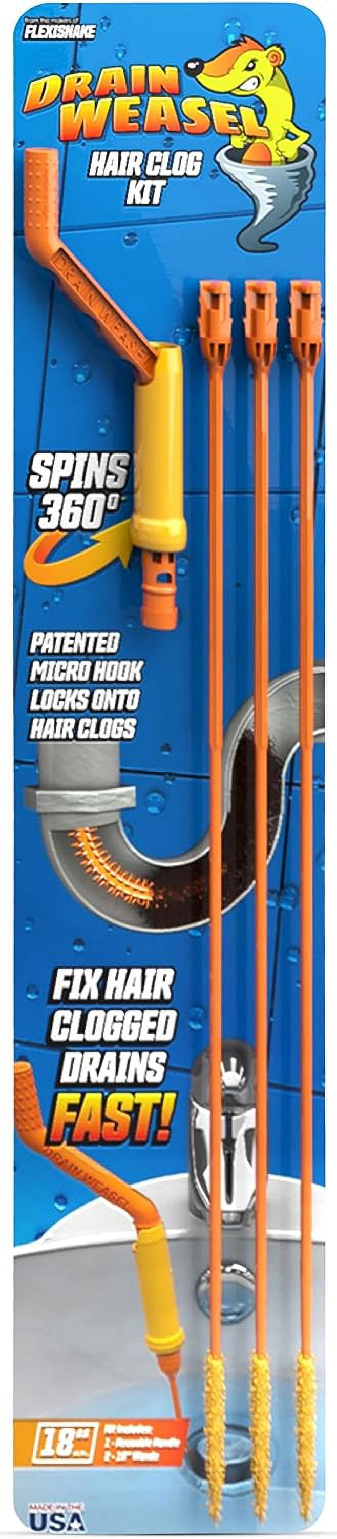 lexiSnake Drain Weasel Sink Snake Hair Clog Remover Tool Kit, Sink ...