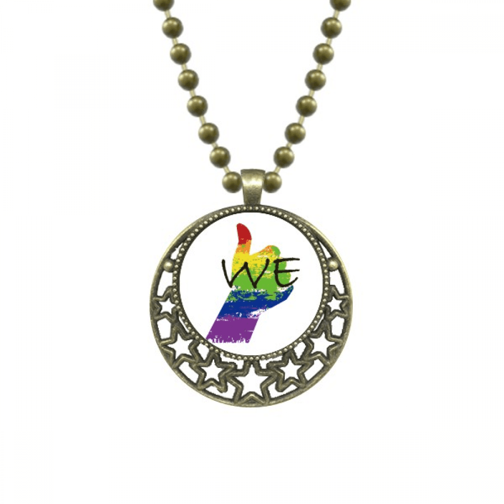 lgbt rainbow flag we art deco fashion pendant star necklmoon chain ...