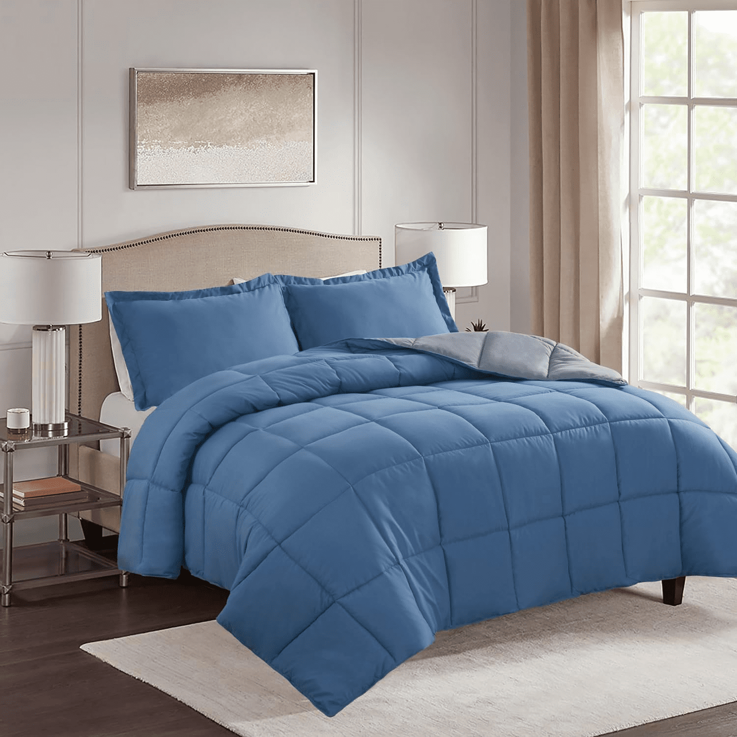 lgskybiudun 3pc Pink Queen Size Comforter Set - All Season Reversible ...