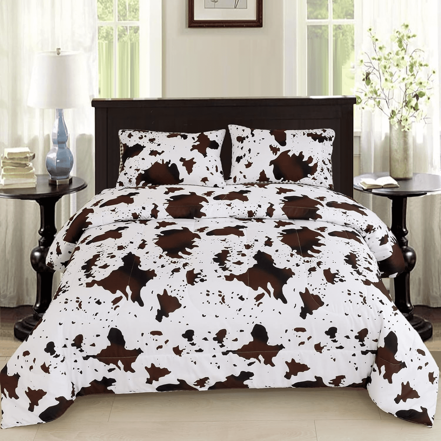 Hltsor Queen Comforter Set 3 Pieces Cow Print Bedding Set Western ...