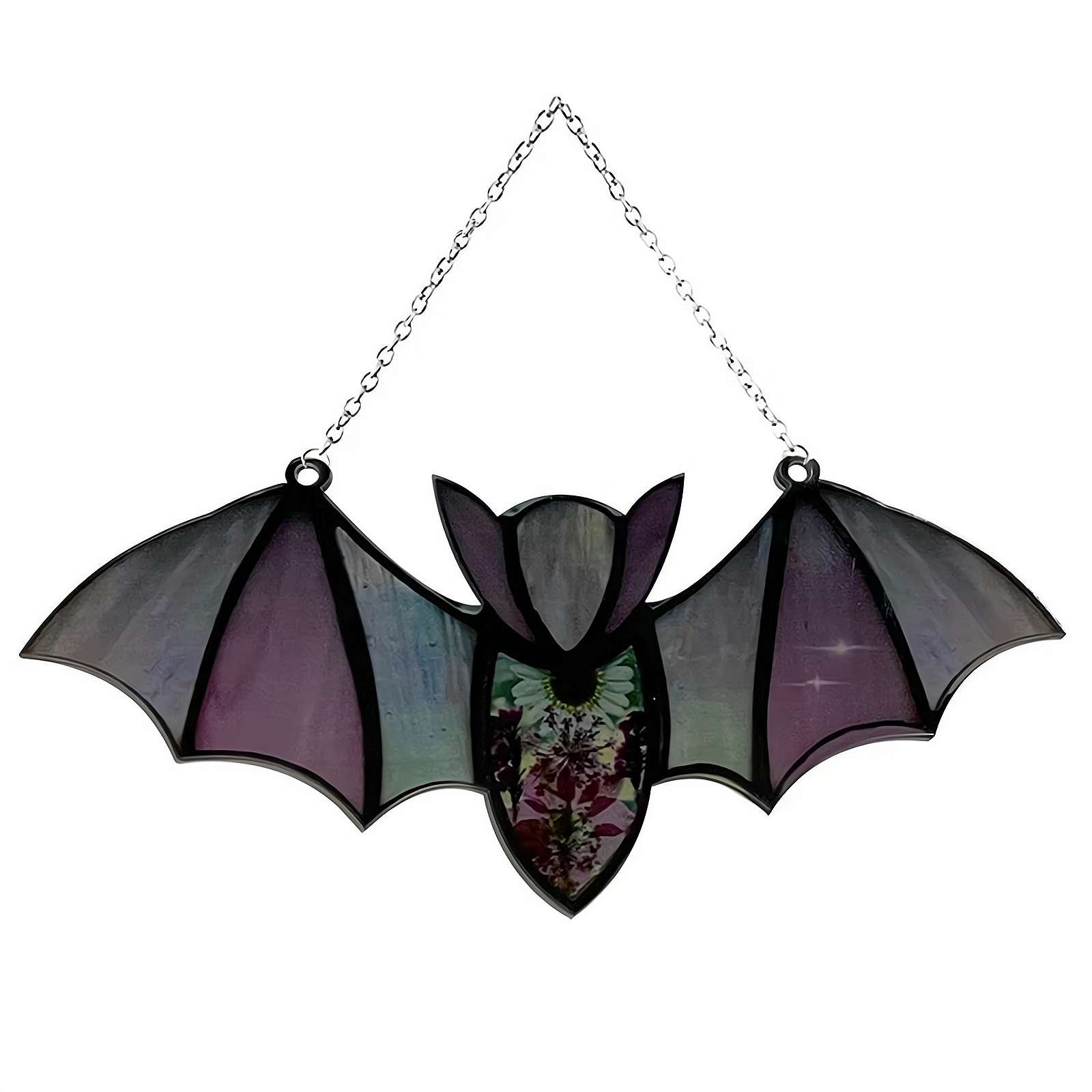 lianhanyi Halloween Decorations Hanging Glass Suncatcher Bats Acrylic ...
