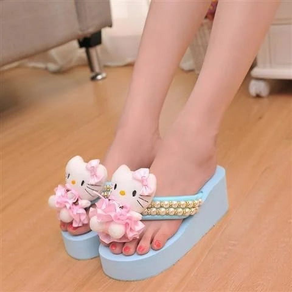 liaozhi Sanrio Kawaii Hello Kitty Doll Wedges Slipper Women‘s Fashion ...